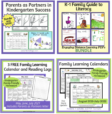 Kindergarten Family-Friendly Learning Calendar - Nellie Edge